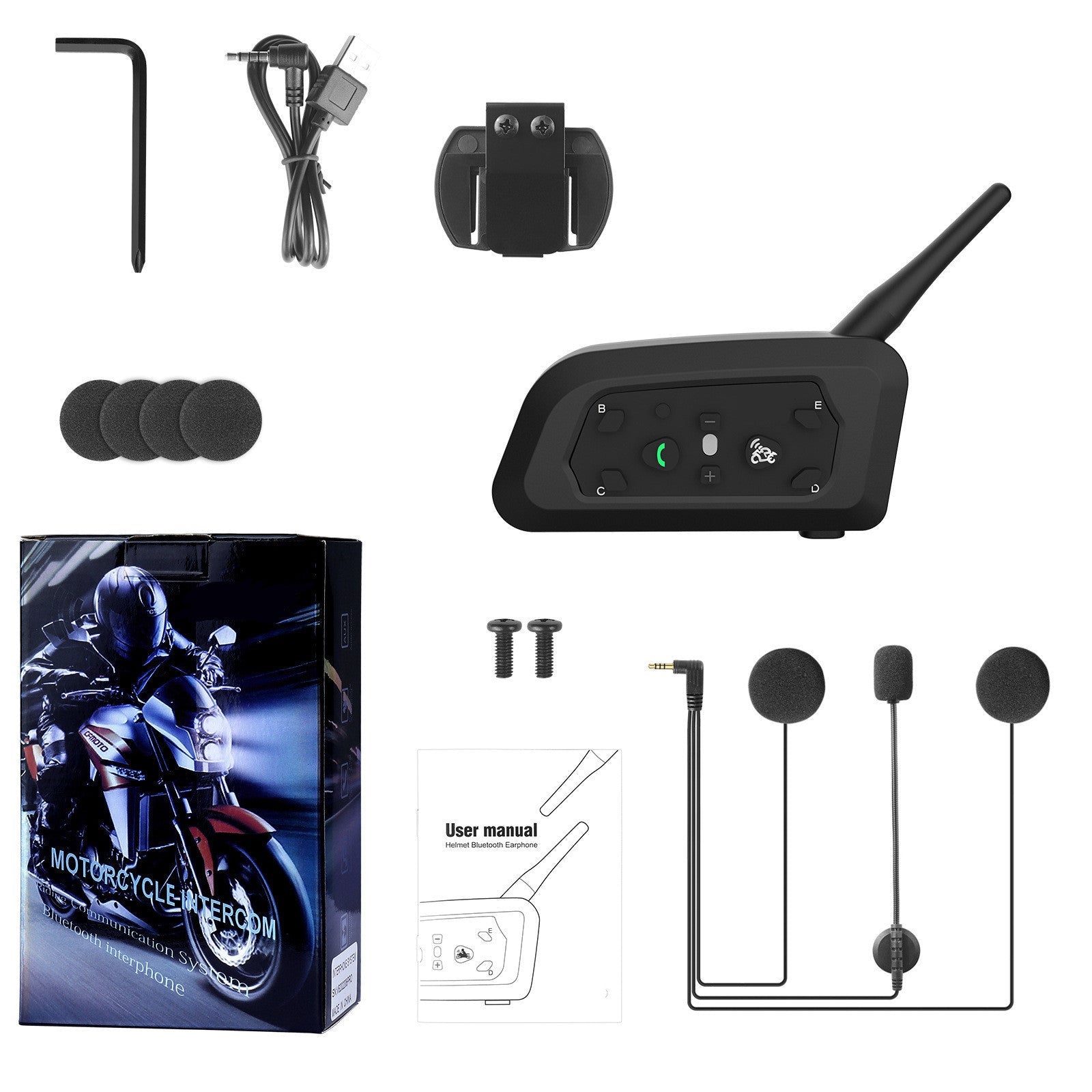 800m All Five Motorcycle Helmet Bluetooth Intercom V6pro Single Pack ...
