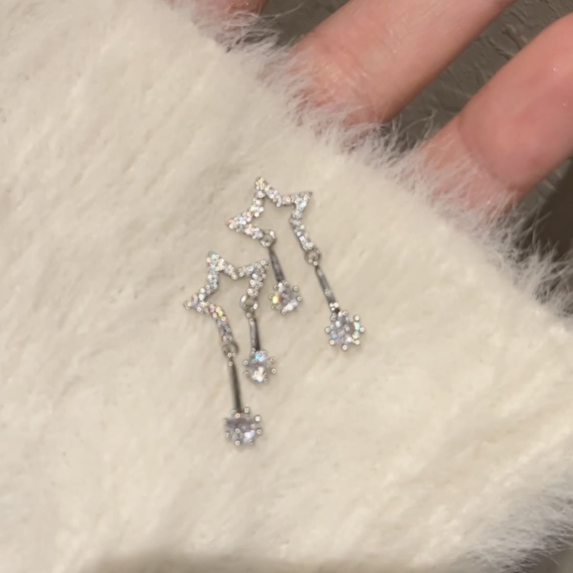 Diamond Embedded Star Stud Earrings Female Ins Style Design High Sense ...